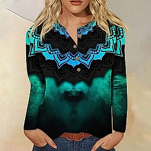Tshirts Shirts for Women 3/4 Sleeve Tops for Women Women Xs Tops Long Sleeve Summer Crop Tops for Women Cotton Top Women Long Sleeve Womens Soft Long Sleeve Tops（4-Cyan,Medium）