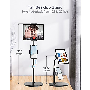 elitehood Tablet Stand Holder, Angle Height Adjustable Phone & Tablet Holder for Desk, Thick Case Friendly iPad Holder Stand Compatible with 4.7-13" iPad, iPad Pro 12.9 Air Mini 4, Tab, Nexus, Kindle