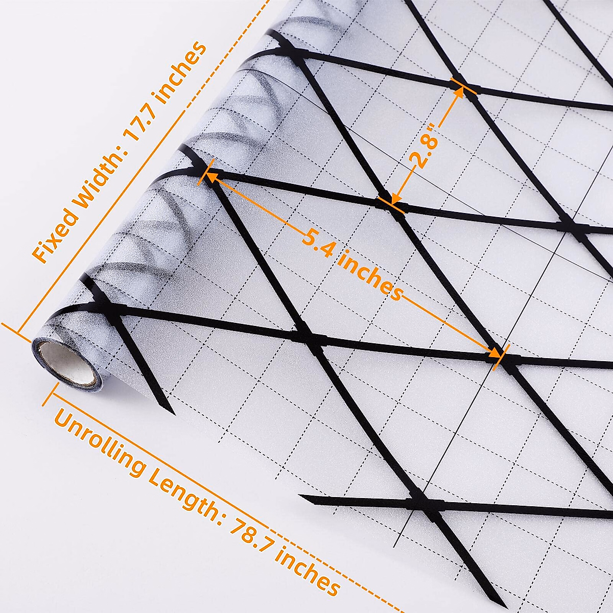 VELIMAX Frosted Black Lattice Window Film Static Cling Window Privacy Films Decorative Glass Vinyl Film for Windows Removable Sun Blocking Anti-UV 17.7x78.7 inches