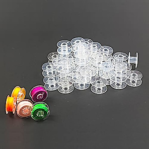 Hekisn Sewing Machine and Embroidery Bobbins, SA156 Bobbins for Brother, Class 15 Transparent Sewing Bobbins (30 Pack)
