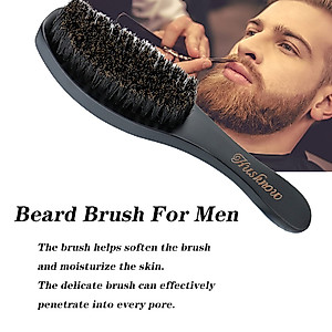 Beard Brush for Men,Boar Bristle Beard Grooming Brush, with Handle 8 Inches Long