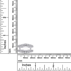 AFFY 1 Ct. Round Double Row Pave Set Curved Enhancer Guard Bridal Wedding Engagement Ring In 14K White Gold Over Sterling Silver With Cubic Zirconia, Gift For Her Ring Size -8