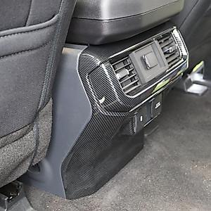 Korlot Carbon Fiber Rear Armrest Box A/C Air Conditioning Outlet Vent Trim fit for Ford F150 2021+ for 2023 F250 F350 Super Duty