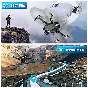 Drone with Camera, 2K HD FPV Drone with Brushless Motor, Altitude Hold, Gesture Selfie, One Key Take Off/Landing, 3D Flips, Waypoint Fly, 2 Batteries, Foldable Mini Drones for Kids and Beginners