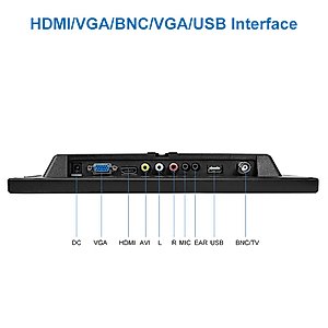 Prechen 11.6 Inch Small HDMI Monitor 1366x768 Small PC Monitor TFT LCD Monitor Built-in Speaker with HDMI VGA AV BNC USB Input Mini HD Color Screen Display