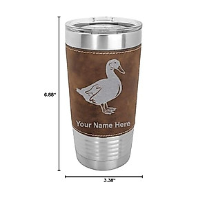 LaserGram 20oz Vacuum Insulated Tumbler Mug, Duck, Personalized Engraving Included (Faux Leather, Rustic)