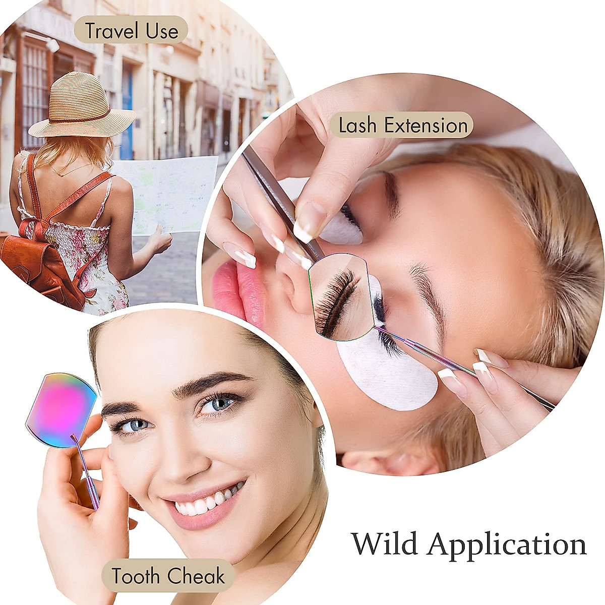 4 Pieces Mirror for Eyelash Lash Mirror for Eyelash Extensions Square Mirror Stainless Steel Eyelash Mirror Dental Mirror Lash Tools Beautiful Mirror