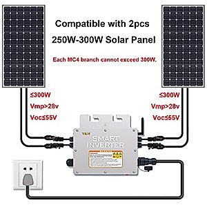 Y&H 600W Grid Tie Micro Inverter with WiF Communication Waterproof MPPT Stackable DC30-60V Solar Input AC110V 220V Auto Pure Sine Wave Output for 30V 36V PV Panel