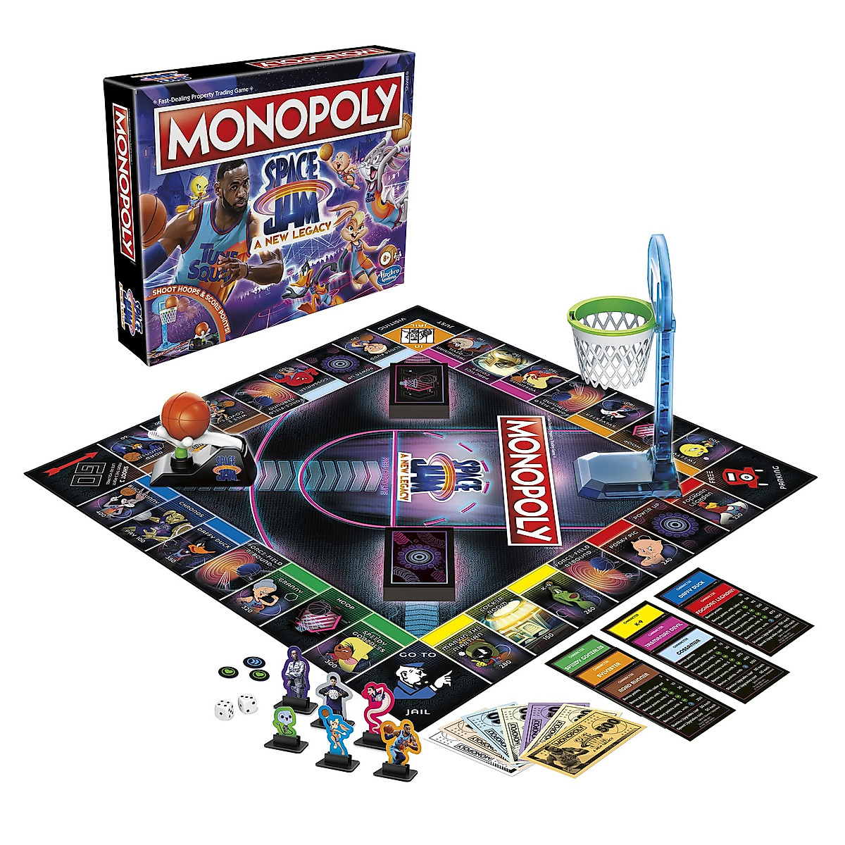Monopoly: Space Jam A New Legacy Edition Family Board Game, Strategy Game, Kids Ages 8 and Up, Lebron James Space Jam Game, Shoot Hoops
