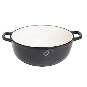Mirro MIR-19059 4.8 Quart Cast Iron White Enamel Coated Interior Dutch Oven, Grey, Ready to Use