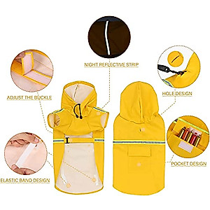 Okawany Dog Raincoat with Reflective Strip Hood for Dogs. Rain Coat Poncho for Small to Large Dogs