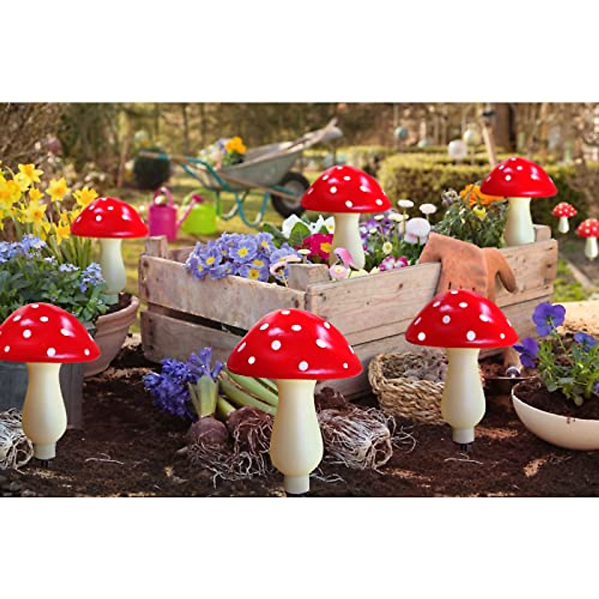 Homeleo Upgraded 8 Pack Red Mushroom Solar Lights for Outdoor Garden Decor, Waterproof Solar Powered Fairy Lights for Yard Fence Lawn Decking Pathway Landscape Lighting Halloween Christmas Decorations
