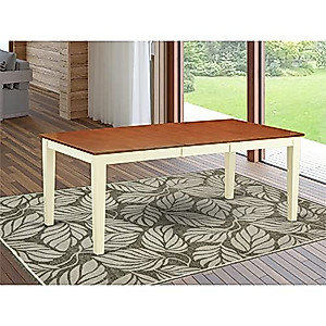 East West Furniture QUT-WHI-T Quincy Dining Room Table - a Rectangle kitchen Table Top with Butterfly Leaf, 40x78 Inch, Buttermilk & Cherry