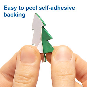 Baker Ross AR713 Christmas Tree Glitter Stickers - Pack of 100, Christmas Stickers for Arts and Crafts