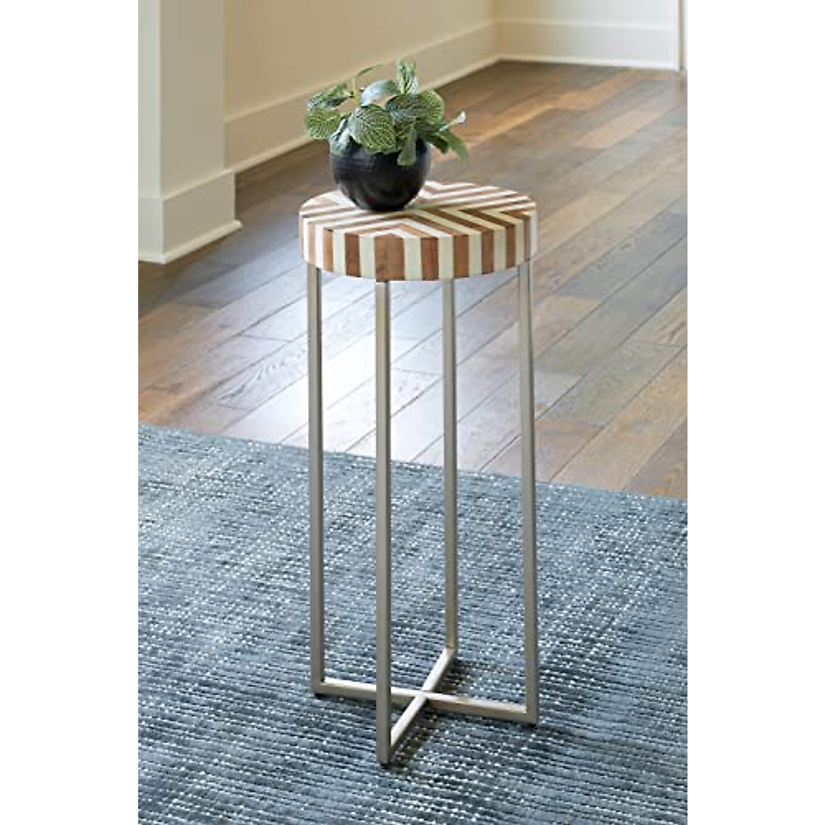 Signature Design by Ashley Cartley Accent Table, White & Light Brown