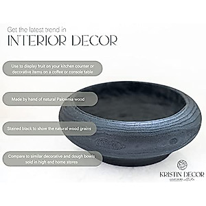 Kristin Decor Handmade Large Decorative Wooden Bowl for Farmhouse Kitchen Counter Decor or Coffee Table Decor, Black