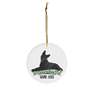 Personalized Name Soild Black German Shepherd Gifts 2024 Christmas Tree Ornaments Circle Ceramic