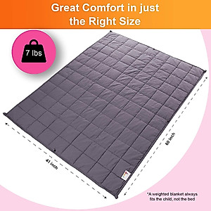 Super-Soft Kids Weighted Blanket 7 Pounds - Weighted Blanket for Kids - Easy to Clean, Washable Minky Cover - 41x60 Inches 7lbs Child Weighted Blanket - Small Heavy Blanket for Girls and Boys