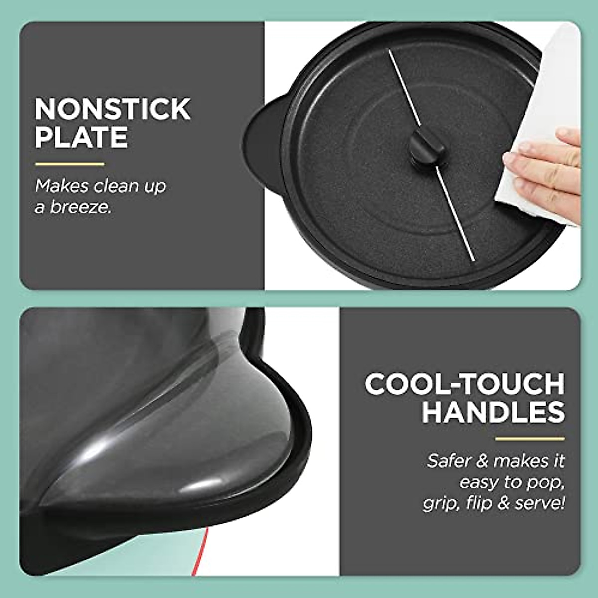 Elite Gourmet Automatic Stirring Popcorn Maker Popper, Electric Hot Oil Popcorn Machine with Measuring Cap & Built-in Reversible Serving Bowl, Great for Home Party Kids, Safety ETL Approved, Mint