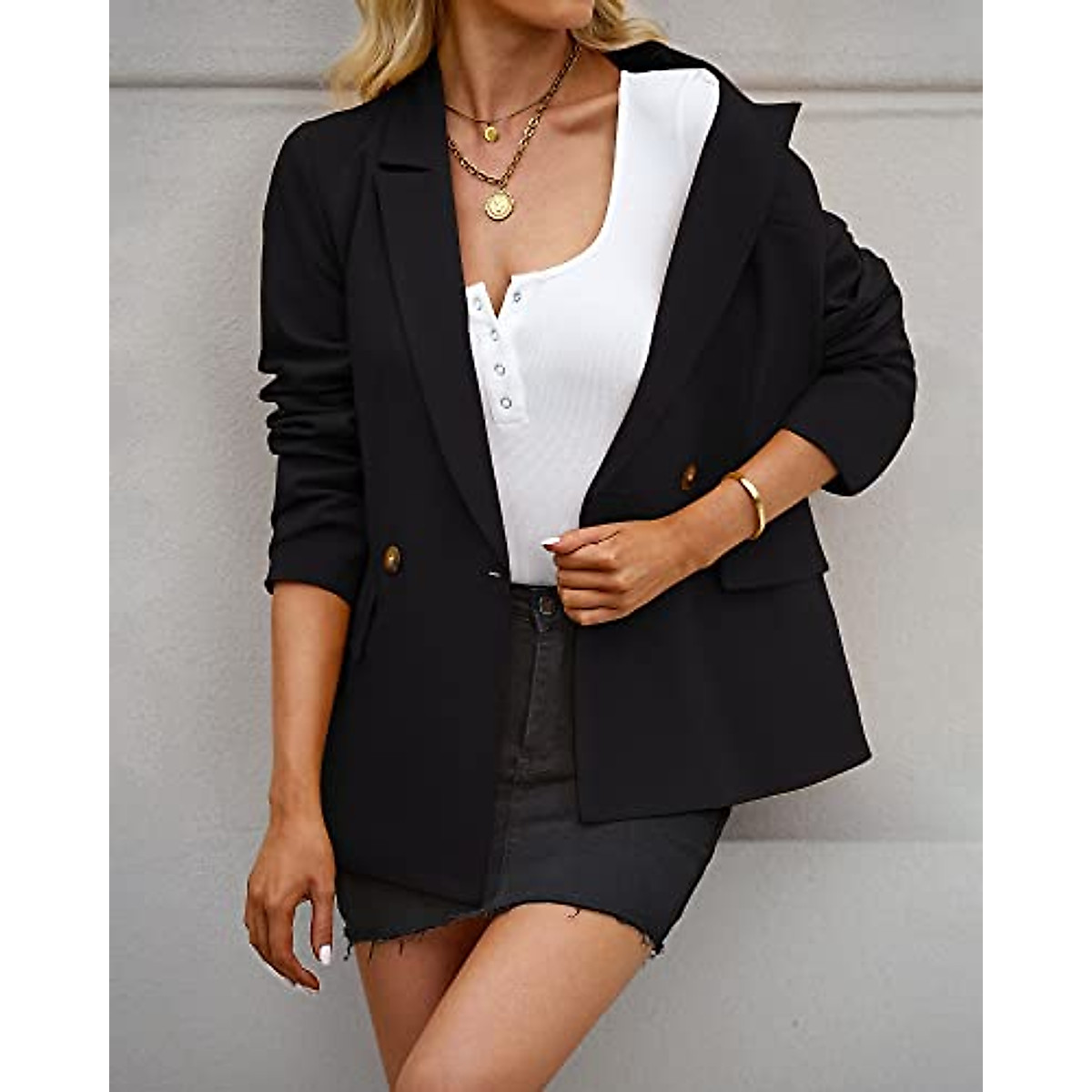 LookbookStore Casual Blazer for Women Black Blazer Womens Blazers Casual Black Blazers Jacket for Women Size X-Large Size 16 Size 18