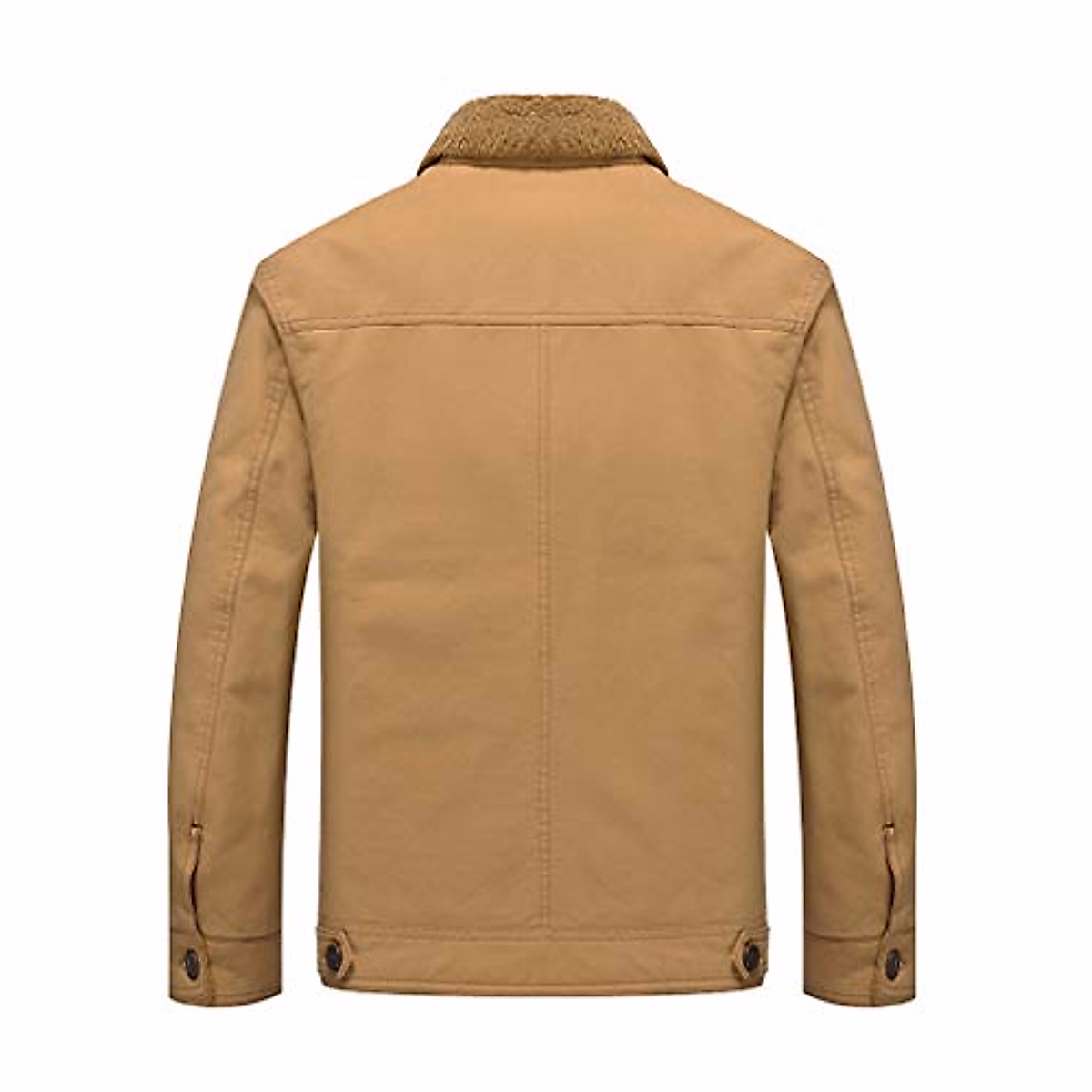 Litteking Men's Winter Fleece Coat Casual Military Bomber Jacket Stand Collar Cotton Cargo Outwear Black XL