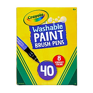 Crayola No-Drip Paint Brush Pens, Assorted Colors Set, 40 Count, Creative Gift for Kids and Teens