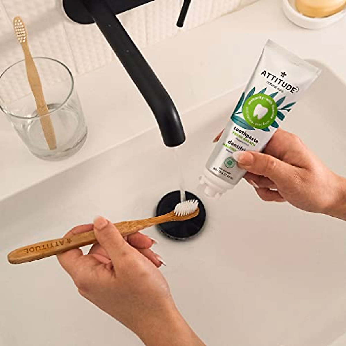 ATTITUDE Toothpaste with Fluoride, Prevents Tooth Decay and Cavities, Vegan, Cruelty-Free and Sugar-Free, Peppermint, 4.2 Oz