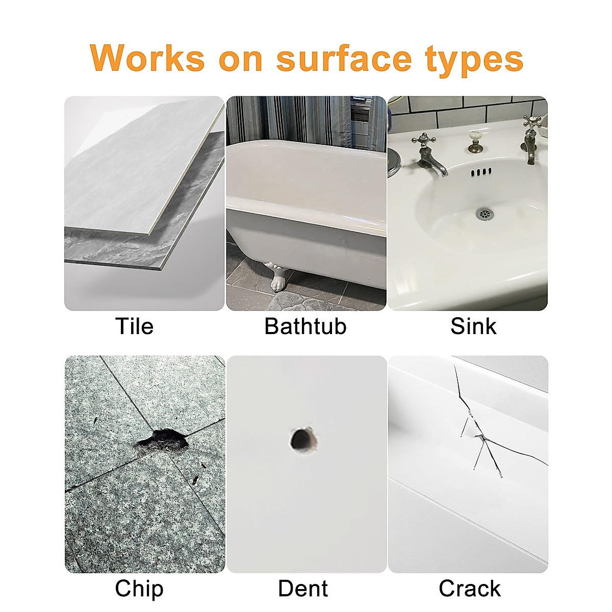 Tile Repair Kit,Bathtub Repair Kit (Multi Colors) for Porcelain and Ceramic Fixtures to Repair Chips Dents Nicks and Cracks