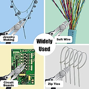 BOENFU Small Wire Flush Cutters 5-in, Sharp and Precision Side Cutting Pliers with Spring, Small Wire Snips for Jewelry Making, Model Cutting, Electronic - Black