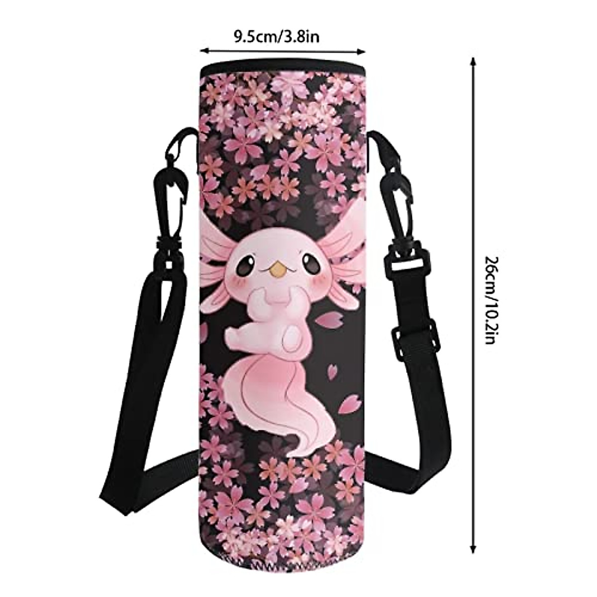 Aoopistc Axolotl & Cherry Blossom School Backpack Set, Bookbag Student Book Bag Travel Daypack with Lunch Box & Water Bottle Bag for Girls