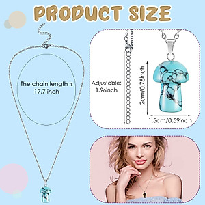 Henoyso 12 Pcs Mushroom Crystal Necklace Natural Gemstone Mushroom Pendant Necklace Decorative Mushroom Necklace Quartz Mushroom Jewelry with Silver Chains for Women Jewelry Gifts(Mushroom)