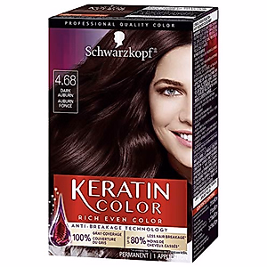 Schwarzkopf Keratin Color Permanent Hair Color Cream, 4.68 Dark Auburn, 1 Kit