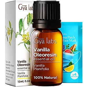 Vanilla Essential Oil for Skin (0.34 fl oz) & Jojoba Oil for Hair (3.4 fl oz) Set - 100% Natural Aromatherapy Grade Essential Oils Set - Gya Labs