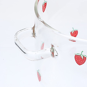 Yardwe Glass Saucepan Clear Glass Stockpot with Lid Handles Simmer Pot Glass Cookware for Milk Pasta Noodle Soup 1900ml Strawberry Pattern