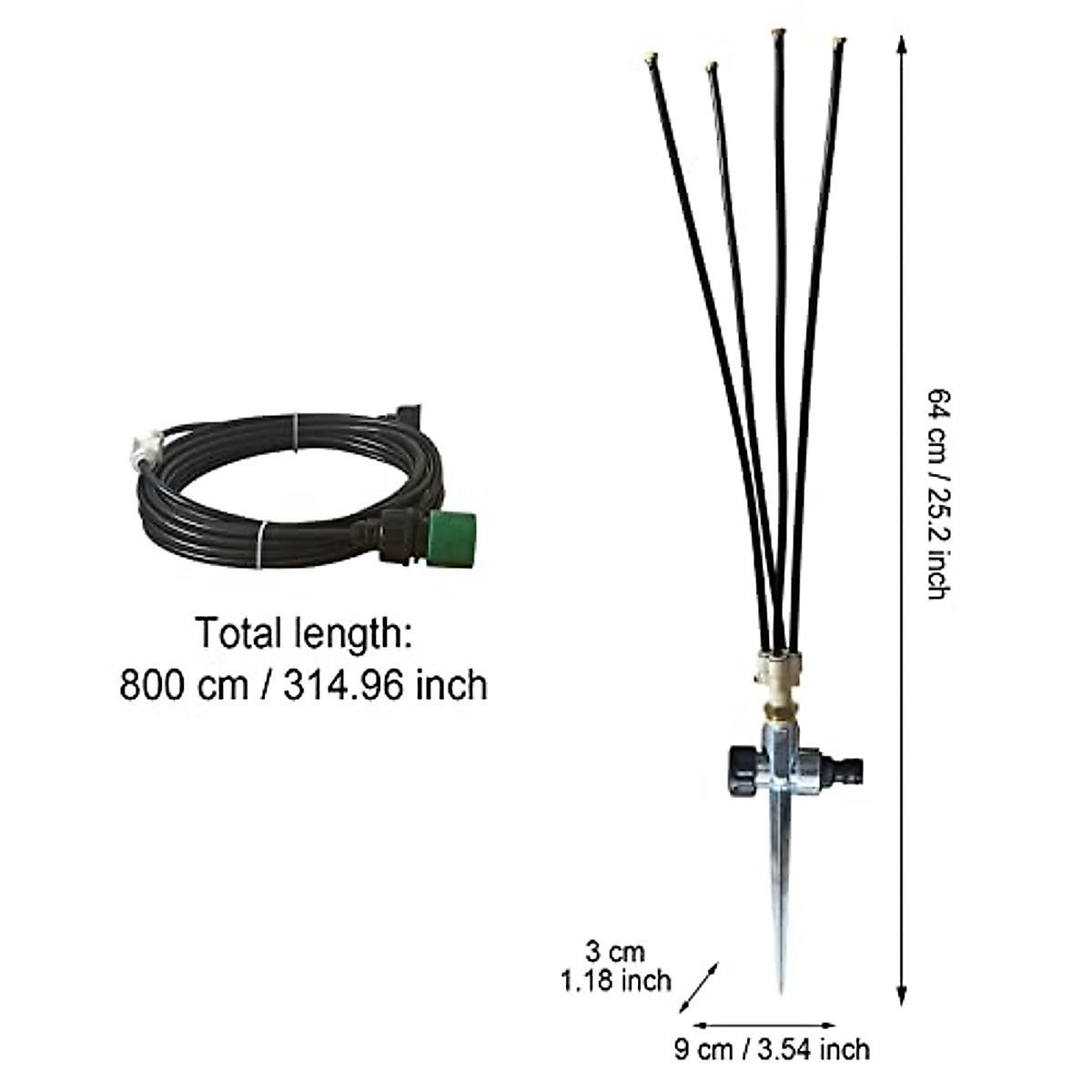 Beacaden Standing Cooling System Stand for Outside Patio Portable for Patio Cooling Garden Watering Pet Cooling Kids Water Playing Sprinkler Solar (B, One Size)