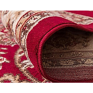Unique Loom Sialk Hill Collection Traditional Persian Inspired Floral Area Rug, 6 ft x 9 ft, Burgundy/Ivory