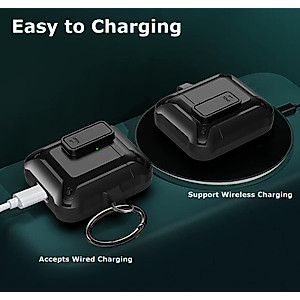 GARTOO for Airpods Case 2nd 1st Generation Lock with Cleaning Kit, Rugged Armor airpod 2nd 1st Gen Protective Cover Men Women with Cleaning Pen for Apple Airpod 1/2 Case (Black)