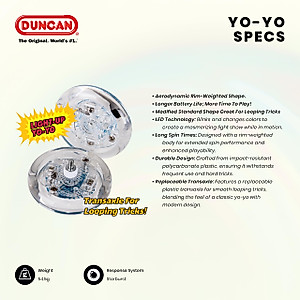 Duncan Toys Limelight LED Light-Up Yo-Yo, Beginner Level with LED Lights, Clear and Blue