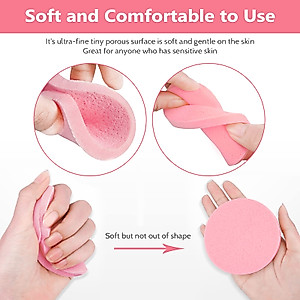 120 Pieces Facial Sponge Compressed,Face Wash Sponges,Makeup Removal Cosmetic Sponges Pad,Professional Exfoliating Round Sponge for Cleansing,Spa,Women,Girls(Pink)