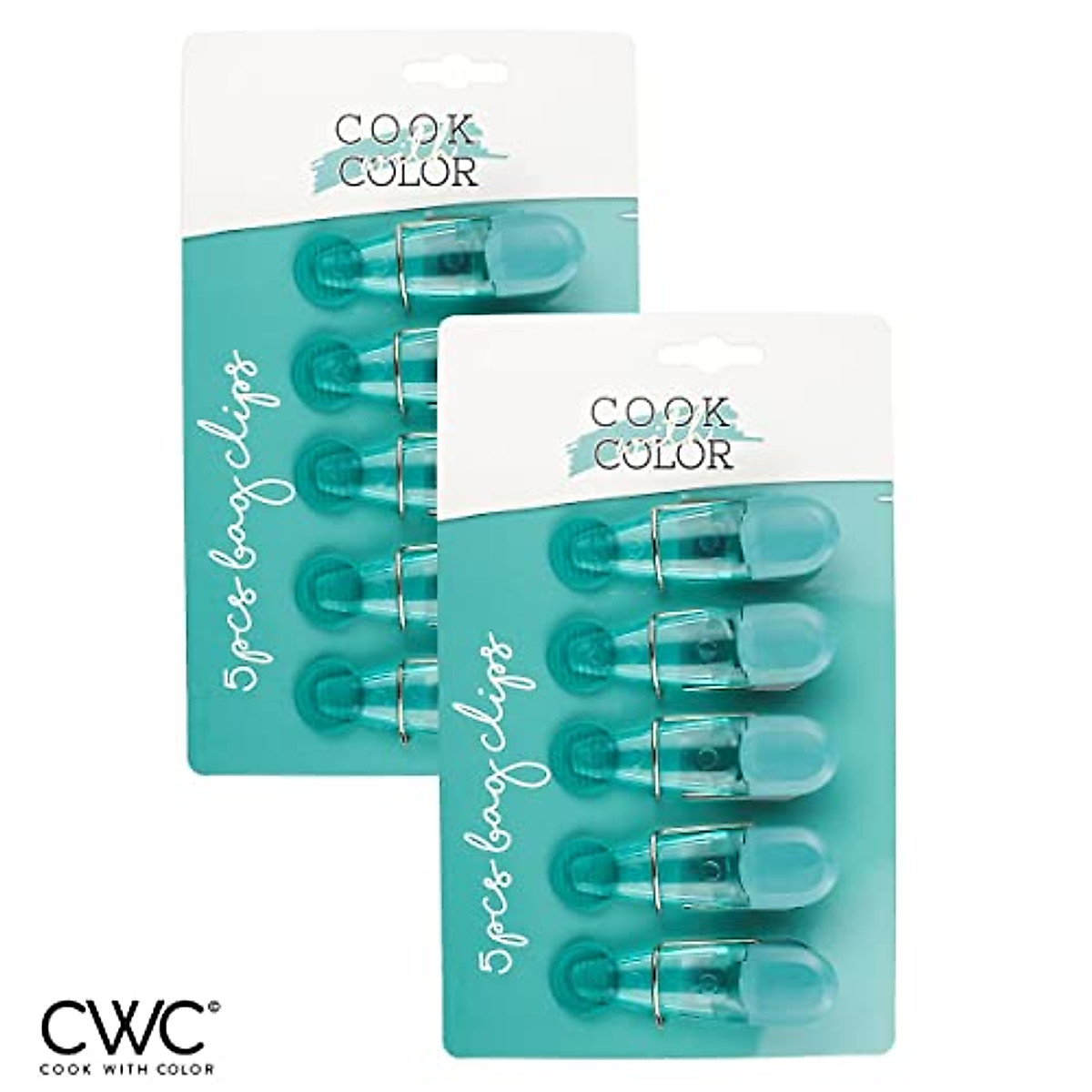 COOK WITH COLOR 10 Pc Chip Bag Clips with Magnet, Food Clips, Chip Clips, Bag Clips for Food Storage with Air Tight Seal Grip for Bread Bags, Snack Bags and Food Bags - (Teal)