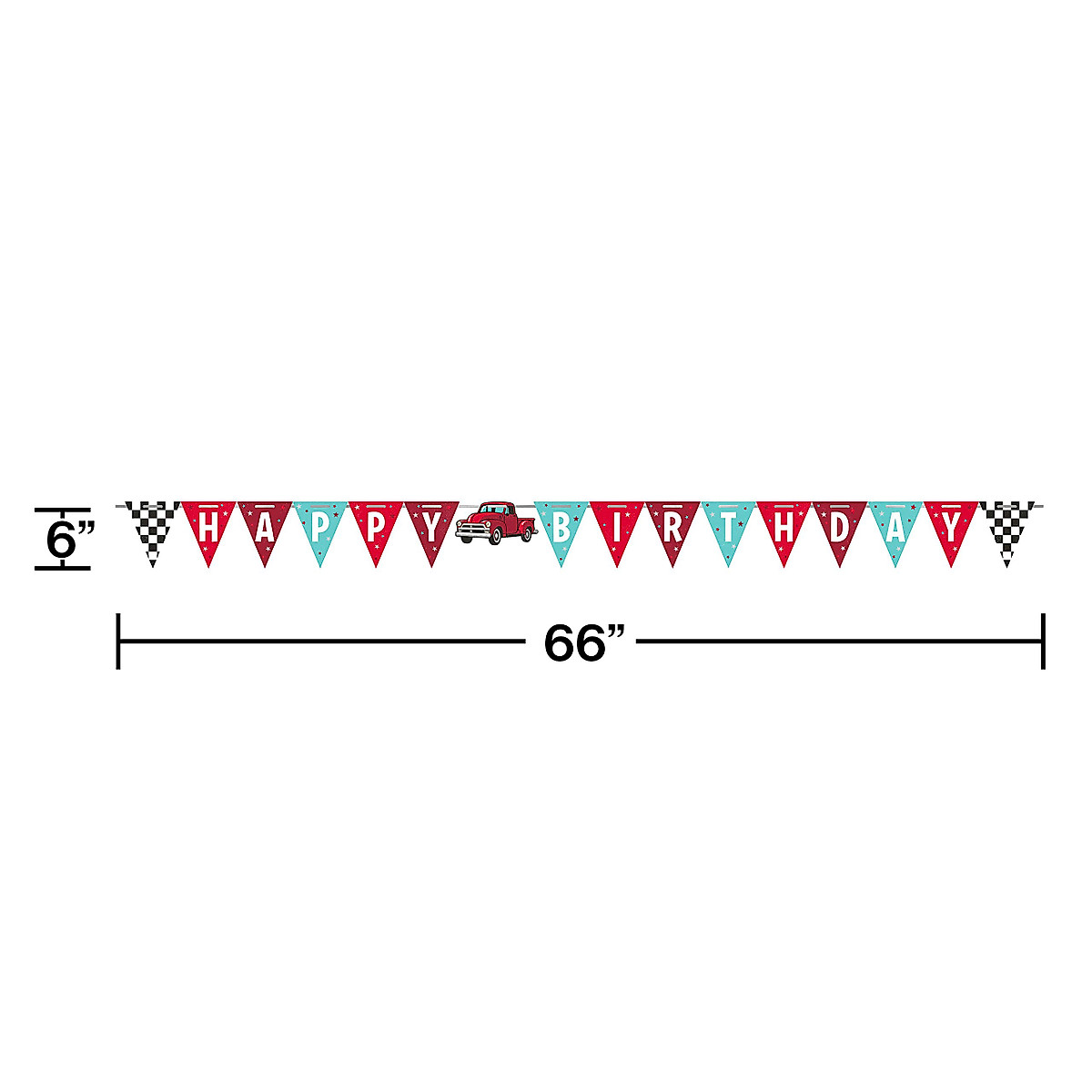 Creative Converting Vintage Red Truck Banner, 1 ct, 66" x 6"