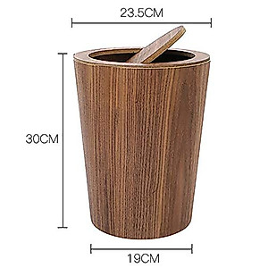 ZZFF Wood Trash Can with Swing Lid,Round Kitchen Garbage Can,Japanese Small Waste Bin Wastebasket for Office Bathroom Livingroom A 19x19x30cm(7x7x12inch)