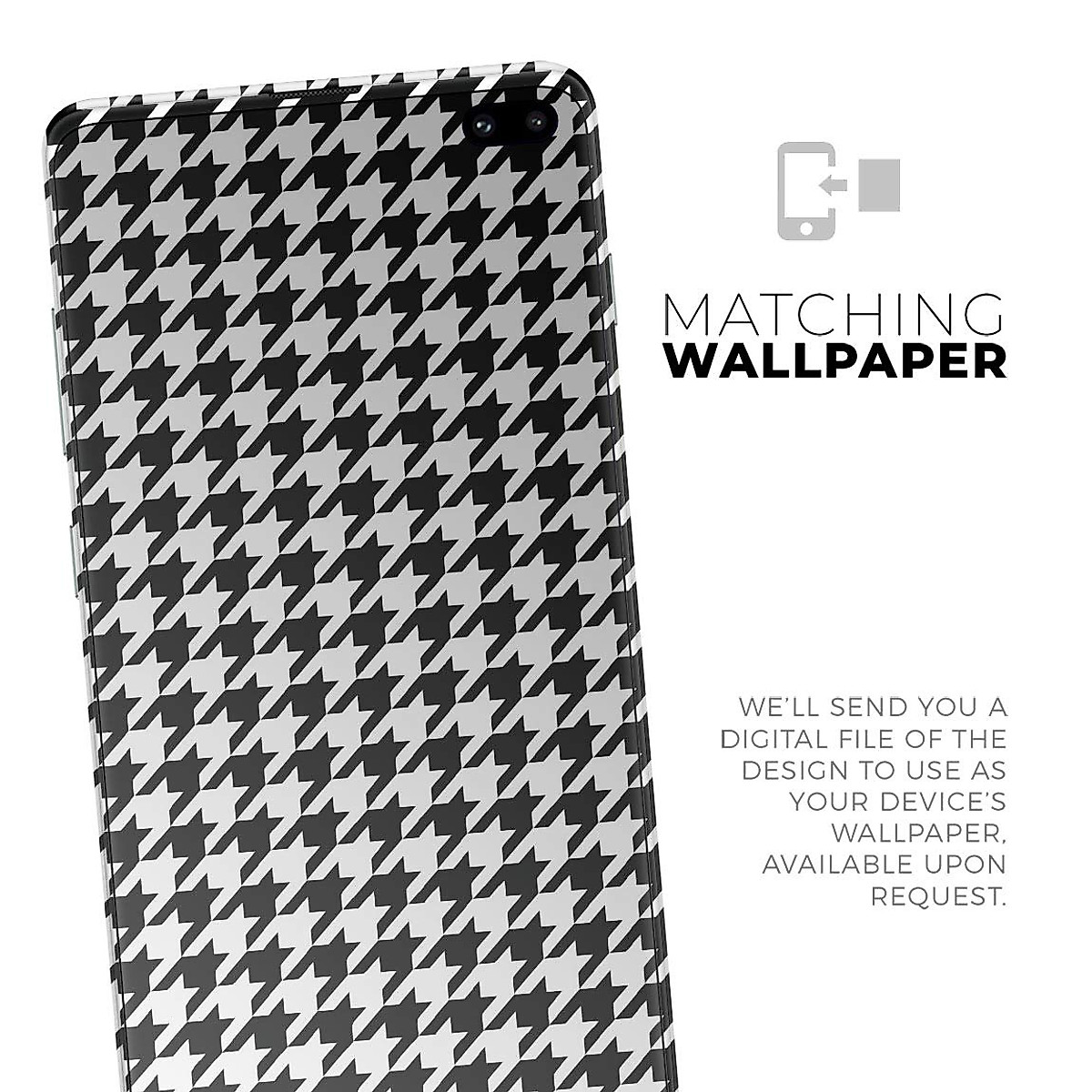 DesignSkinz Black and White Houndstooth Pattern Protective Vinyl Decal Wrap Skin Cover Compatible with The Samsung Galaxy S20 (Screen Trim & Back Glass Skin)
