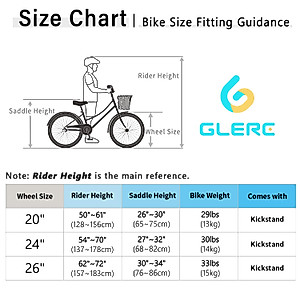 Glerc Missy 24" inch Girl Cruiser Kids Bike 6-Speed Teen Hybrid City Bicycle for Youth Ages 7 8 9 10 11 12 13 14 Years Old with Wicker Basket & Lightweight, Mint Green