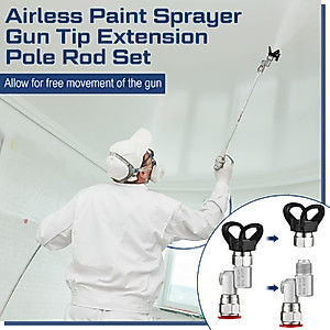 Lanties 8 Pieces Airless Paint Sprayer Gun Tip Extension Pole Rod Set for Airless Spray Gun Painting with Swivel Joint Reversible Spray Tips and Nozzle Tip Guard Protector (8,12,20,30,39 Inches)
