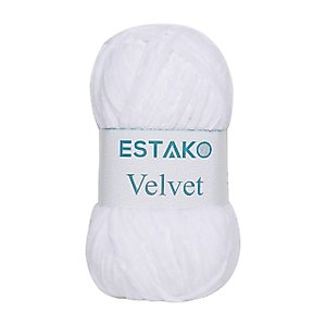 Estako Velvet Chenille Blanket amigurumi Yarn for Crocheting and Knitting Super Bulky 100 gr (132 yds) (1110 - White)