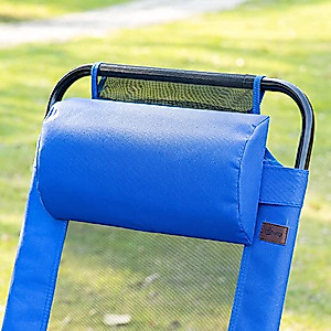 Outsunny Set of 2 Folding Patio Chairs, Camping Chairs with Adjustable Sling Back, Removable Headrest, Armrest for Garden, Backyard, Lawn, Blue