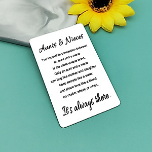 Aunt Niece Gifts Engraved Wallet Insert Card Aunt Gifts for Women Birthday Gift for Niece Girl Niece Gift from Her Auntie Graduation Gifts from Aunt Metal Wallet Insert Card Mothers Day Jewelry