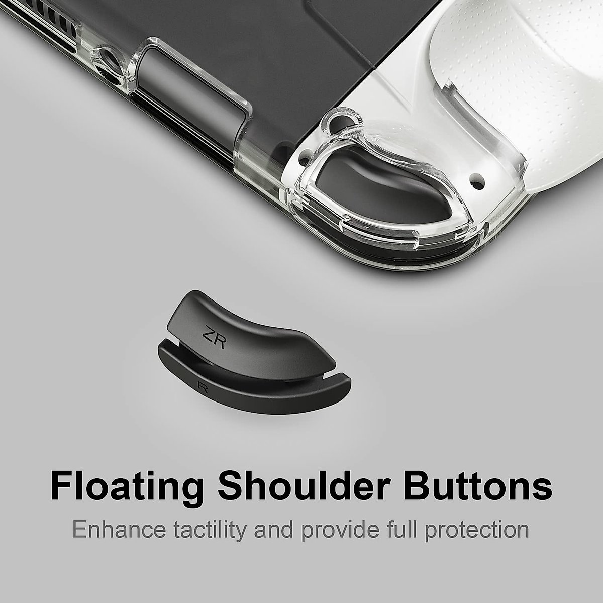 Skull & Co. GripCase OLED Bundle: A Dockable Transparent Protective Case with Replaceable Grips [to fit All Hands Sizes] for Nintendo Switch OLED Model- OLED White