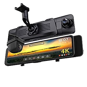 NikoMaku Mirror Dash Cam Front and Rear OEM Design Backup Camera for Cars 4K Resolution Type-C 11 Inch Full Touch Screen Rear View Mirror Camera 170° Wide Angle Dual Cameras Waterproof AS5 Pro